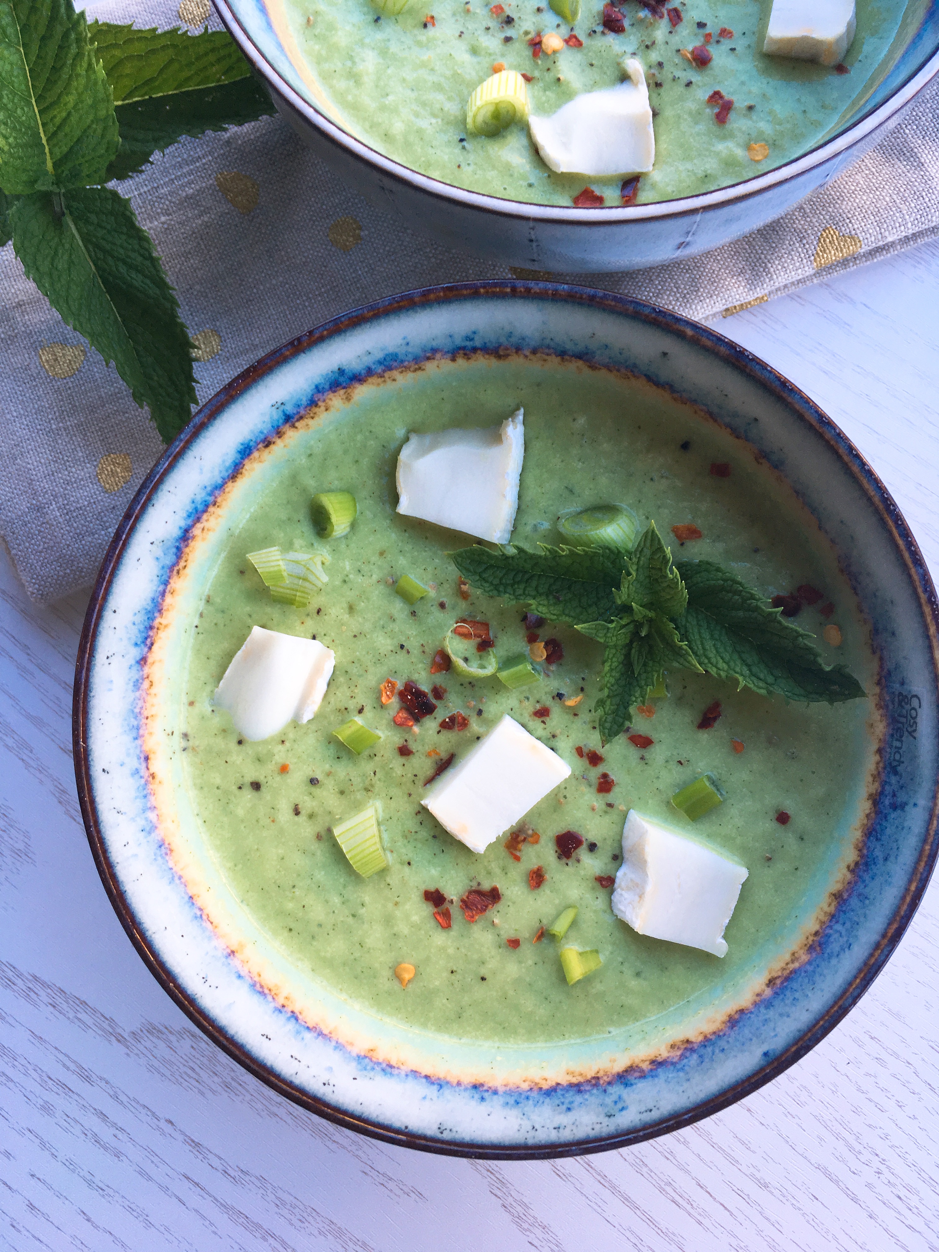 Soupe froide concombre et courgette